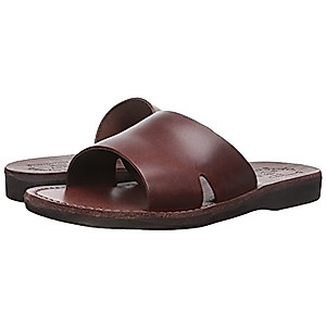 Bashan - Leather Wide Strap Slide Sandal - Brown