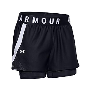 Under Armour womens Play Up 2-In-1 Shorts , Black (001)/White , Medium