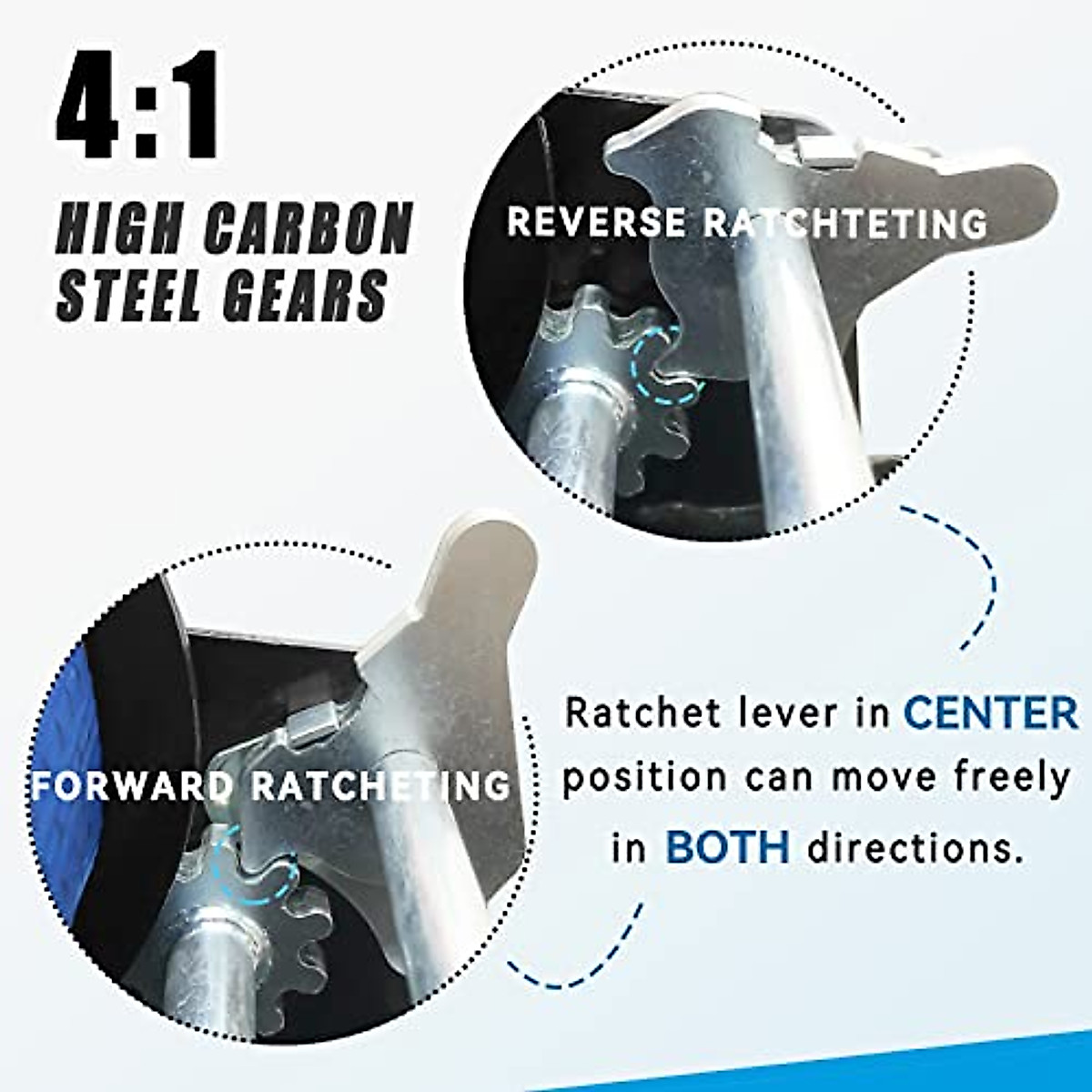 AKRIXKIP Boat Trailer Winch 1600LBS Hand Winch with 26ft Blue Winch Strap, 4:1 Gear Portable Winch with Hook, 2 Way Ratchet Manual Winch for Jet Ski Boat Towing Pulley Drag Winch