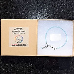 Zenergy Gems Adjustable 6.5" to 7.5" Micro-Faceted 2.8mm Blue Apatite Bracelet Sterling Silver (Selenite Charged) Reiki