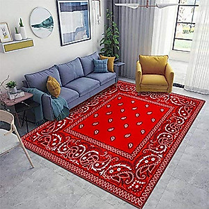 Bandana Red Area Rugs Non-Slip Floor Mat Doormats Home Runner Rug Carpet for Bedroom Indoor Outdoor Kids Play Mat Nursery Throw Rugs Yoga Mat