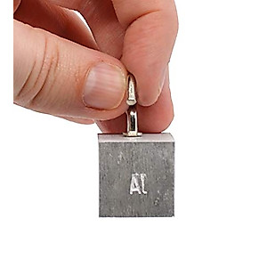 Density Cube with Hook, Aluminum (Al) - Element Stamp - 0.8 Inch (20mm) Sides - for Density Investigation, Specific Gravity & Specific Heat Activities - Eisco Labs