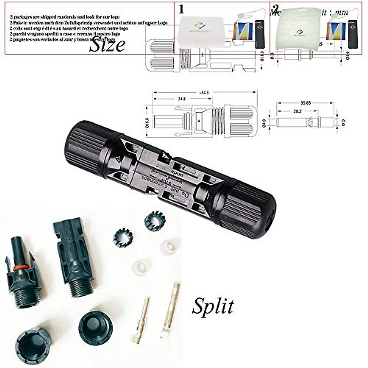 10Pairs Connector Solar Connector Solar Panel Connectors Male Female IP67 TUV 1000Vdc UL 600Vdc Solar