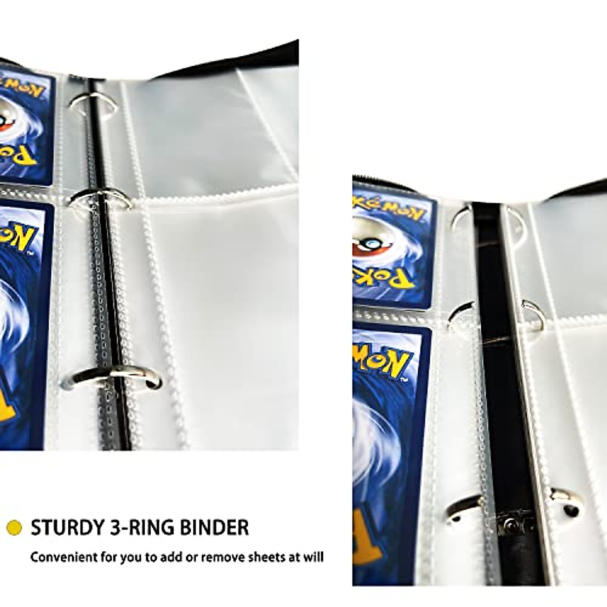 Card Binder for Poke Cards Binder 4-Pocket , 440 Pockets Trading Card Games Collection Binder with Sleeves (Yellow)