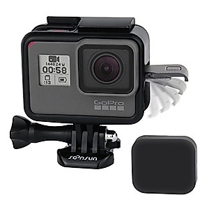 SOONSUN Frame Mount Housing Case Compatible with GoPro Hero 5 6 7 Black, Hero7 Silver, Hero7 White, Hero (2018) Cameras