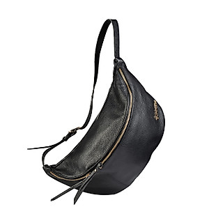 Baroncelli Leather Sling Bag Big Size Genuine Italian Leather Designed and Made in Italy (Black)