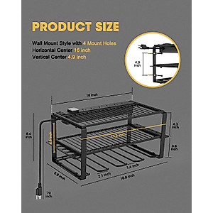 Wall Mount Power Tool Organizer and Charging Station - 6 AC Outlets, 3 Layers for Drills, Great as Heavy Duty Garage Tool Rack