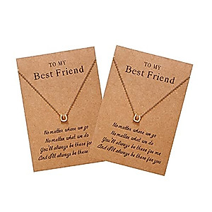 LUSENME Best Friend Necklaces for 2 Good Luck Elephant Necklace Horseshoe Necklace for Women Girls BFF (Gold Horseshoe)