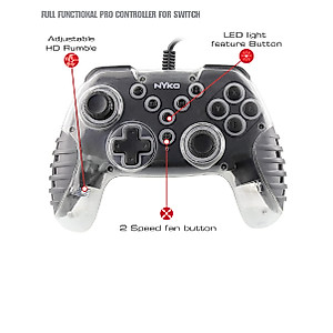 Nyko Air Glow - LED Fan-Cooled Wired Controller for Switch - LED Light Show and Hand Cooling Fan - Wired 10Ft Cable - Nintendo Switch