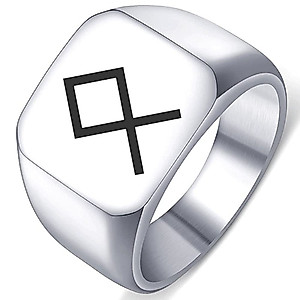 Dacai Norse Runes Othala Odin Engraved Symbol Stainless Steel Men Women Jewelry Ring