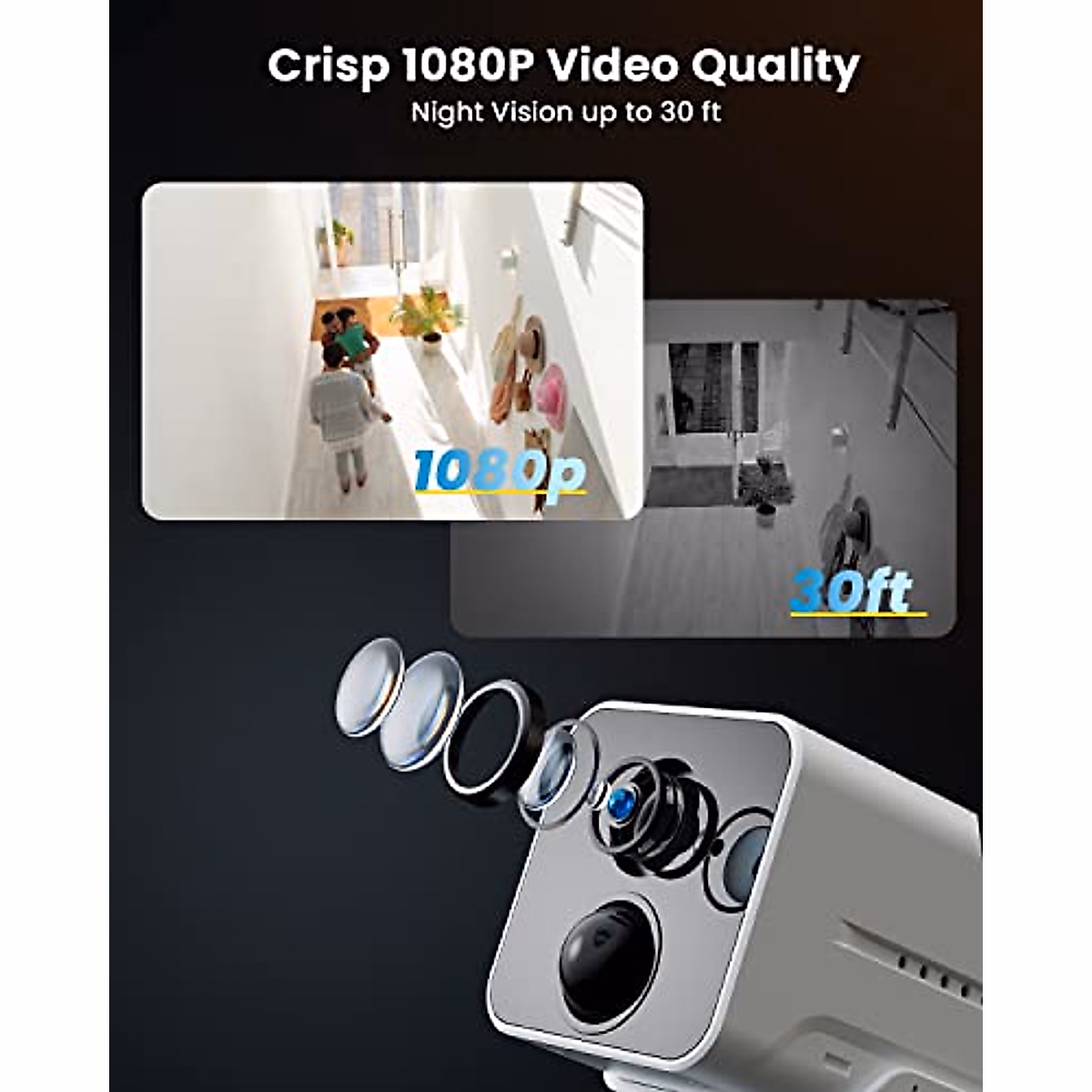 ieGeek Security Camera Indoor Wireless 1080P Wire-Free Portable Indoor Camera for Home Security with Human Detection,Two-Way Audio, Siren and APP Alert,30ft Clear Night Vision, Cloud/SD