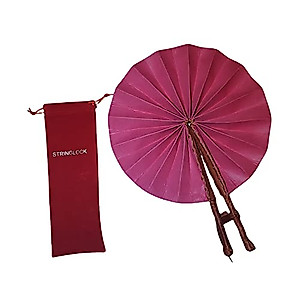 Pink African Fabric Folding Fan: Church, Ankara, Leather, Wedding, Sports, and Pouch Included!