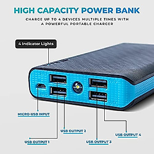 KaruSale 4 USB 50000mAh Power Bank LED External Backup Battery Charger F Phone (Blue)
