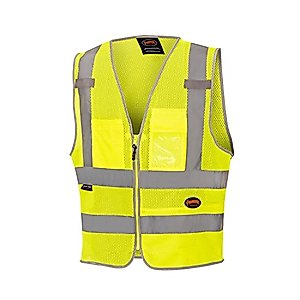 Pioneer Safety Vest for Men – Hi Vis Reflective Mesh Neon with 8 Pockets, Zipper Closure for Construction, Traffic, Security Work – Orange, Yellow/Green, V1025260U