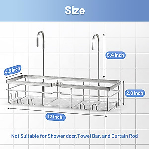 YUOROS Shower Caddy Hanging, 304 Stainless Steel Shower Organizer Rack for Shower Chair Bench for Elderly Seniors Disabled Handicap