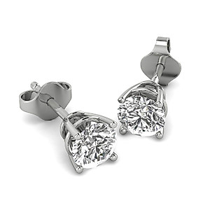 1/2 Carat TW Round Diamond Stud Earring 14k White Golld or Yellow Gold (J-K, I2-I3)