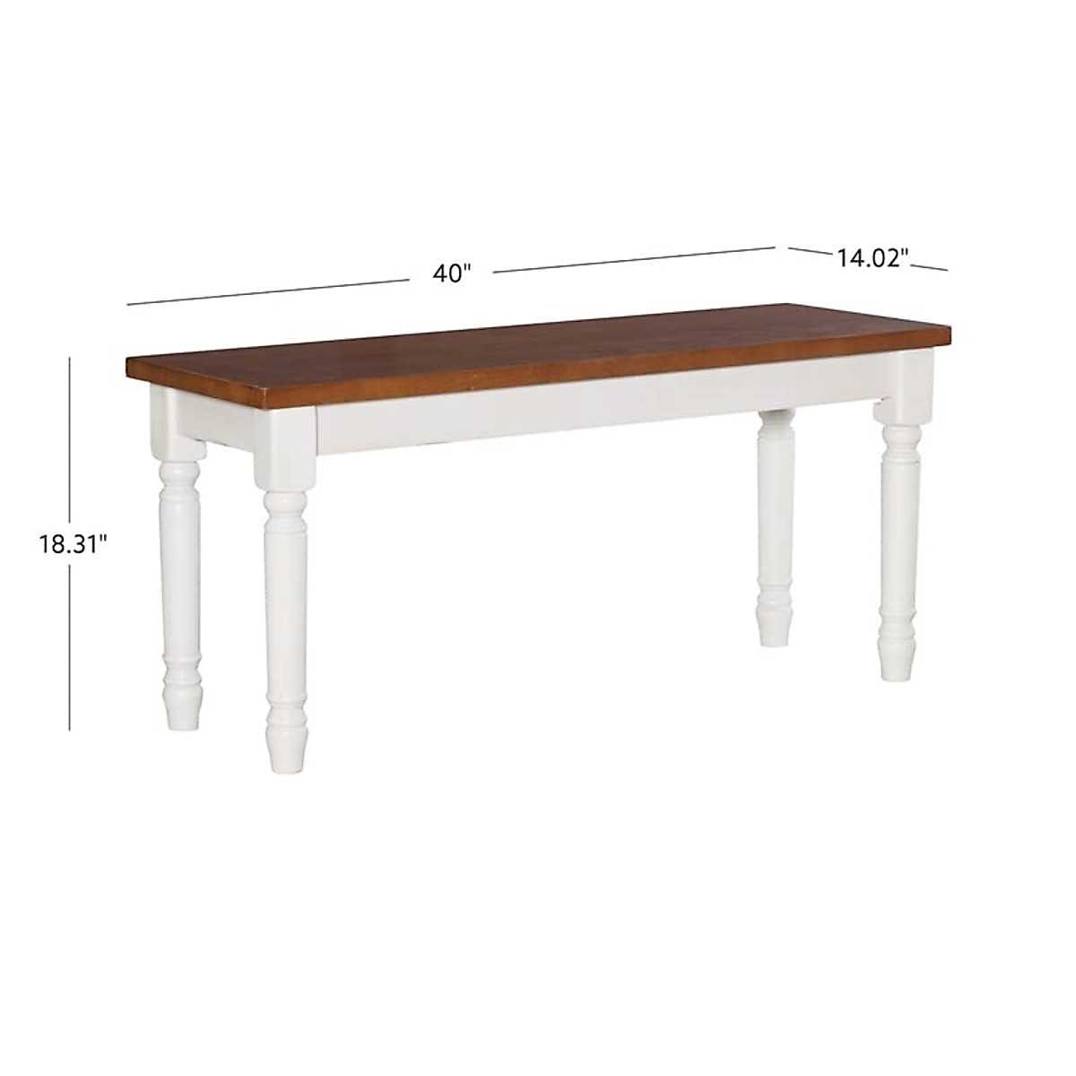 Powell Furniture Linon Willow Wood Dining Bench in Vanilla White and Honey Brown