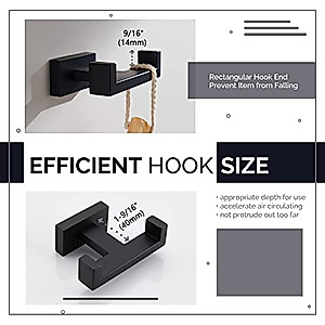 Angle Simple Double Towel Hook 2 PCS, Stainless Steel Shower Bath Towel Holder, Bathroom Robe Hook, Modern Wall Hook, Matte Black