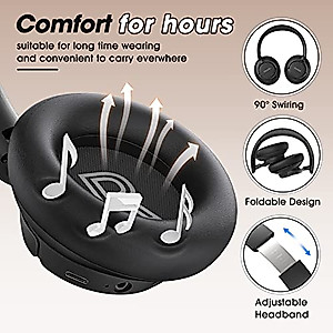 BERIBES Hybrid Active Noise Cancelling Headphones with Transparent Modes, 65H Playtime Wireless Over-Ear Bluetooth Headphones with Mic Deep Bass,Multi-Connection,Soft-Earpads for Music,Call (Black)