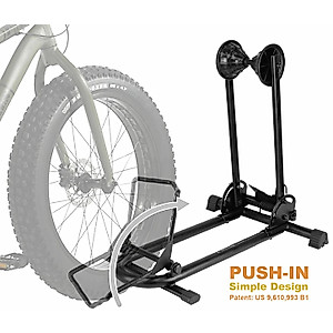 BikeHand Bicycle Floor Parking Rack Stand - for Mountain MTB & Road or Fat Bikes Indoor Outdoor Garage Storage - Max Tire Width 5" (2)