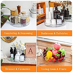 2 Pack Lazy Susan Organizer for Cabinet, 9 Inch Clear Lazy Susan Turntable Organizer for Refrigerator, Rotating Lazy Susan Organizer Tray for Pantry Countertop, Spice Rack Organizer and Storage