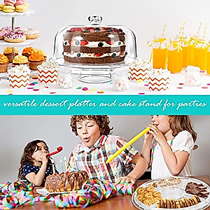 Masthome Cake Stand with Demo Cover, 6 in 1 Multi-Functional Serving Platter Display Stand for Christmas Wedding Party, Acrylic Cake Plate/Salad Bowl/Dessert Platter, BPA-Free, Send 1 Fork and 1 Spoon