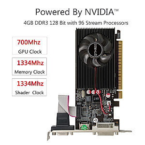 QTHREE NVIDIA GT 730 4GB Graphics Card,DDR3,128-Bits,Video Card for PC,PCI Express x16,DVI-I,HDMI,VGA,Low Profile Computer GPU,DirectX 11,Support 2K