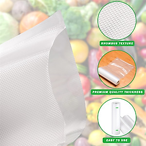 Foovick Vacuum Sealer Bags - Pack of 3 Vacuum bags with 30 Label Sheets, Perfect Sous Vide Bags for Food Saving - Sizes 8 in x 12ft, 10 in x 12ft, 11 in x 12ft