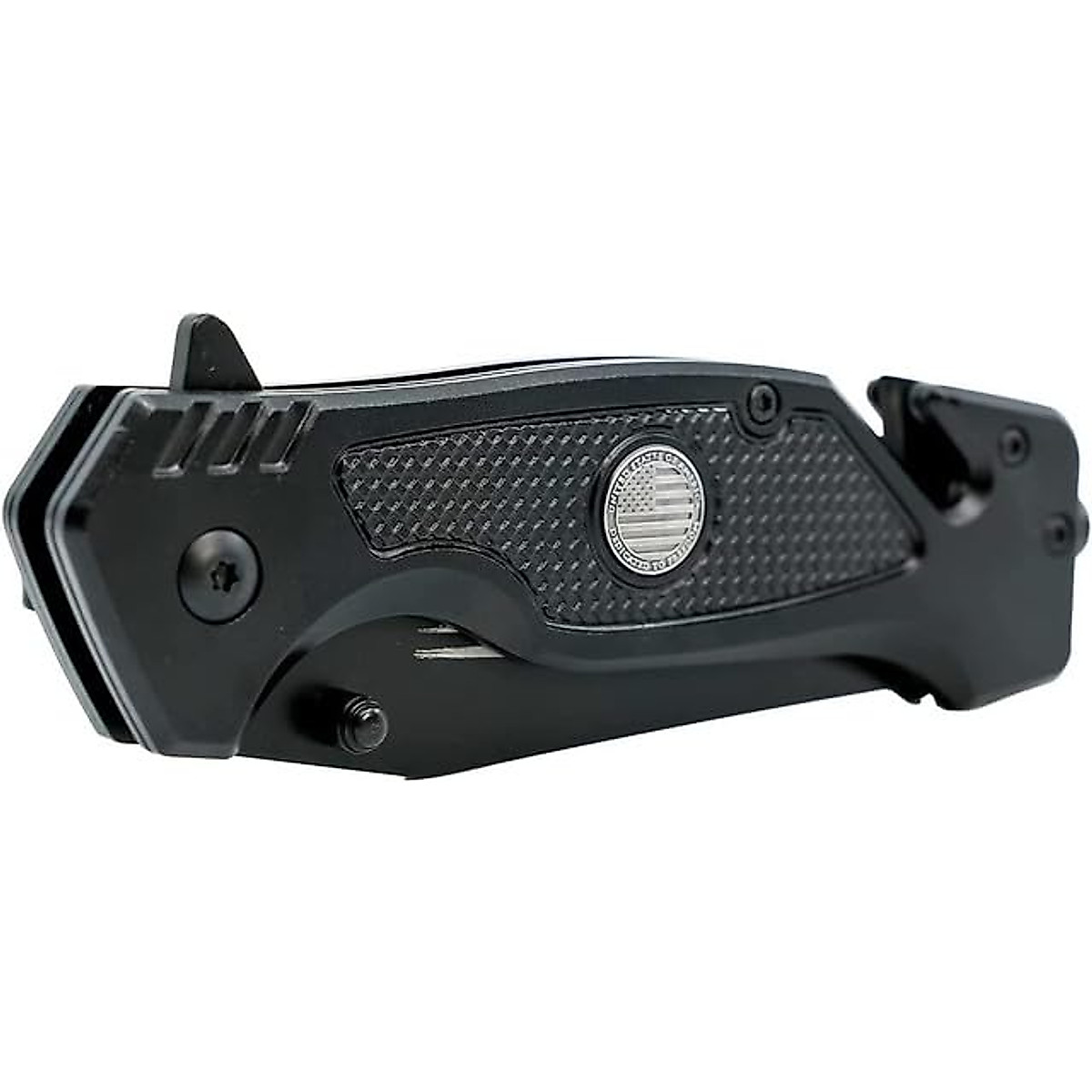 Black Tactical Folding Knife-3.5 Inch Stainless Steel Blade with American Flag | USA Rescue & Hunting Knife - Disabled USMC Vet Owned SMALL Business