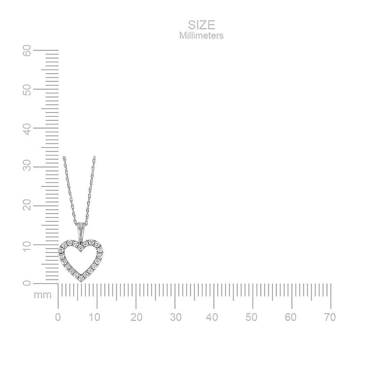 Brilliant Expressions 10K White Gold 1/4 Cttw Conflict Free Diamond Open Heart Pendant Necklace (I-J Color, I2-I3 Clarity), Adjustable Chain 16-18 inch