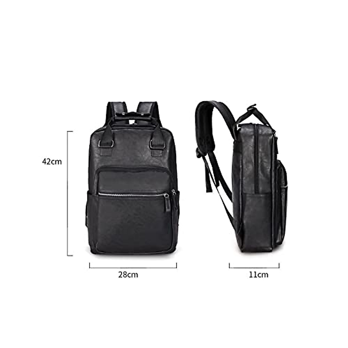 TARVIT Backpacks Men's Backpack PU Leather Bag Large Laptop Backpack Men's Casual School Bag for Teen Boys Brown Black (Color : Auburn)