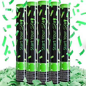 Confetti Cannons Confetti Poppers,15 Inch Biodegradable Party Poppers Confetti Shooters, WORKKEEP Green Confetti Pop for Birthday Wedding Celebration New Year Decorations Air Powered Confetti