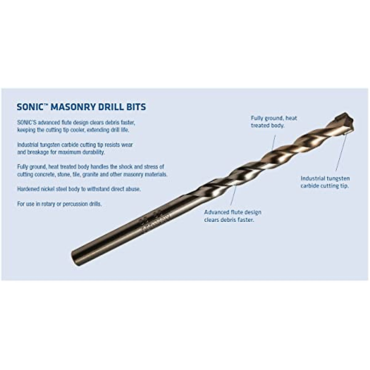 Century Drill & Tool 86812 Sonic Masonry Drill Bit, 3/16" x 3-1/2"