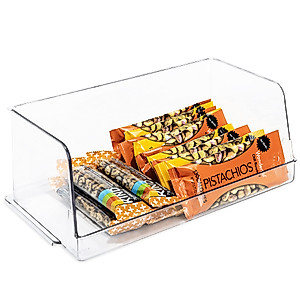 Smart Design Stackable Household Bin - 7 x 12.5 Inch - Open Front - BPA Free Plastic Resin - Food, Fridge, Freezer, Cabinet, Food, Pantry, Storage - Kitchen Organizer - Clear
