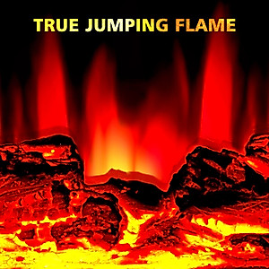 ZAFRO Heating Electric Fireplace,Infrared Stove with Realistic Flames,Freestanding Electric Fireplace,Adjustable Brightness and Heating, Overheating Safe Protection, 1000w/1500w, Black