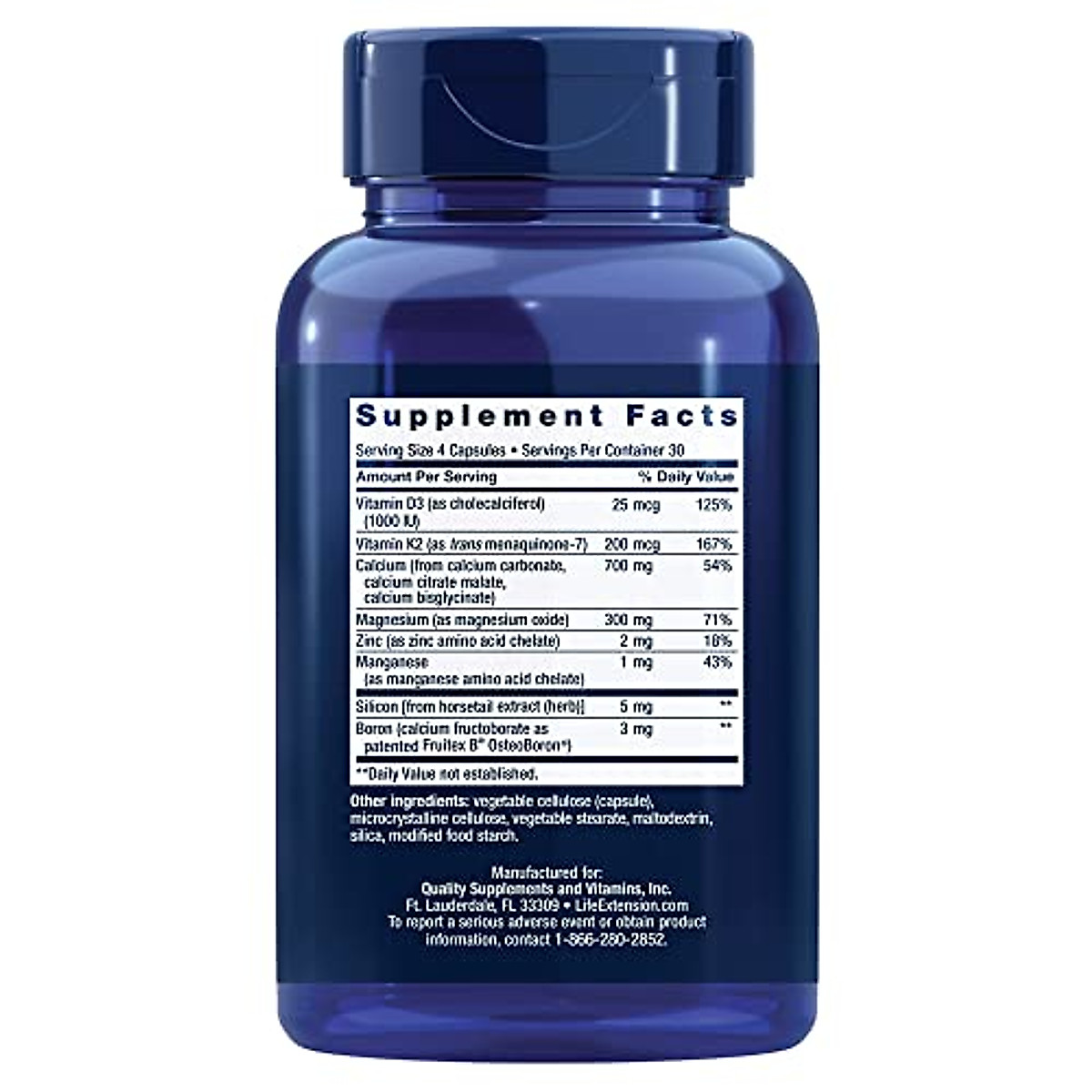 Life Extension Bone Restore with Vitamin K2 - For Bone Health & Strength - Calcium, Vitamins D3, Magnesium, Boron, Zinc & Silicon - Non-GMO, Gluten-Free -120 Capsules