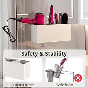 ZASIMO Wall Mount Hair Tool Organizer, Acrylic Hair Dryer Holder with 2 Stainless Steel Cup, Bathroom Accessories Storage for Blow Dryer, Curling Wand, Flat Iron, Hair Straighteners