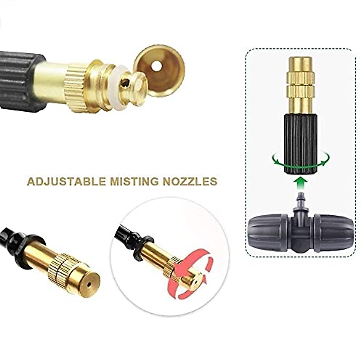 50 Pcs Irrigation System Copper Nozzle, Adjustable Spray Nozzle, Irrigation Drippers Sprinklers Emitter Drip System on 8/12mm Barb, Garden Cooling Irrigation Equipment