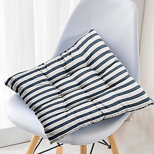 Cotton Chair Cushion Blue White Striped Seat Chair Pads Soft Sofa Filled Pillow 15.7" x 15.7" 2 Pack