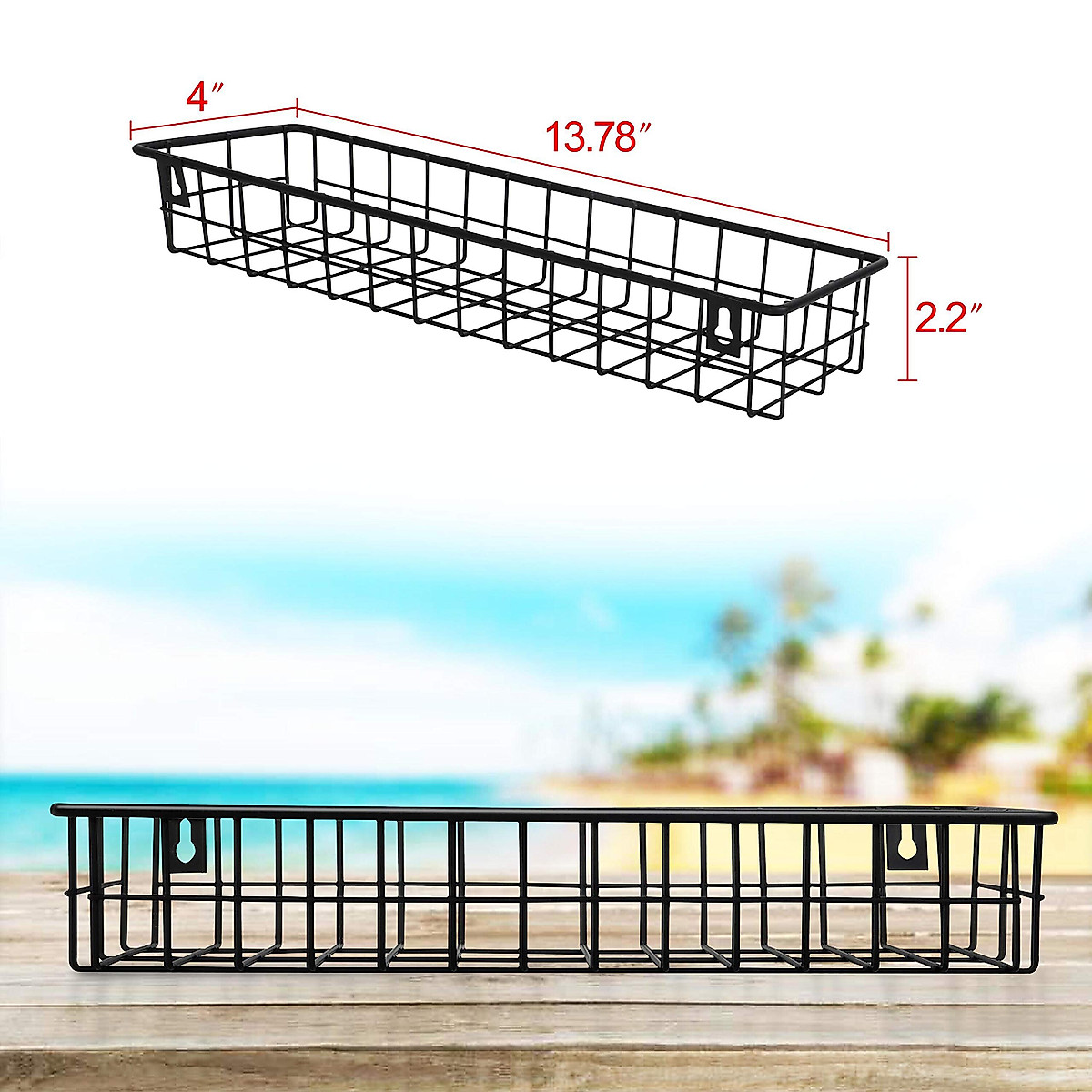 Hanging Wire Basket - Hanging Wall Basket, Hanging Baskets for Kitchen, Wall Basket Decor, Wall Shelves, Wall Rack, Spice Rack, Spice Storage Shelf, Wire Baskets for Organizing, Wire Shelving Unit