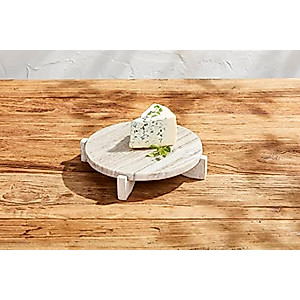 Mud Pie Marble Wood Pedestal, 2" x 8 1/2" dia, Brown