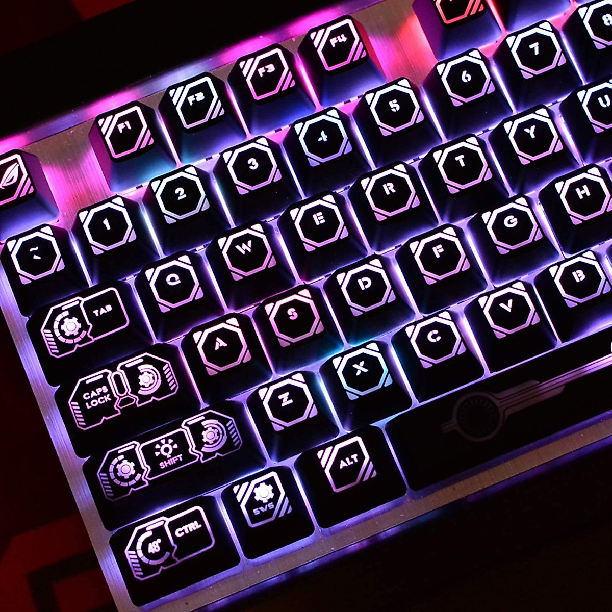 104 Keycaps RO G Style Backlit Keycap Switch for Corsair K65 K68 K70 RGB LUX K95 Platinum RGB Strafe Mechanical Keyboards Gaming