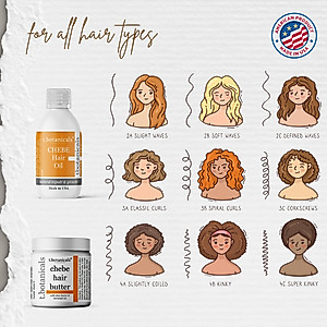 Hair Growth Set from Chad Africa - 4 oz Organic Chebe Oil, 8 oz Unscented Chebe Butter with Horsetail