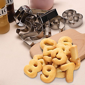 Sandwich Cookie Cutter Set, Fubarbar 3 inch Number 0 1 2 3 4 5 6 7 8 Shapes Cutter Large Metal Numbers Fondant Cutters Mold, Stainless Steel Biscuits Mold Halloween Christmas Supplies