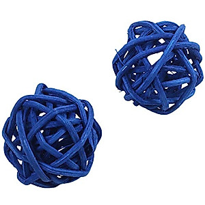 Andifany 12 pcs 3cm Rattan Wicker Ball for Garden, Wedding, Party Decoration （Royal Blue）