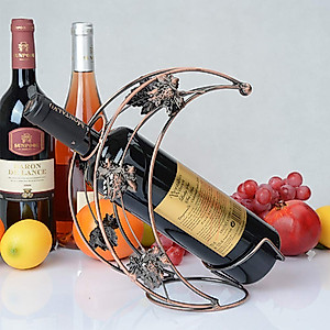 SURPRIZON Wine Holder Stand Moom, Tabletop Metal Wine Holder | Freestanding Wine Rack | Single Bottle Countertop Wine Holder for Home Decor & Kitchen Storage Rack