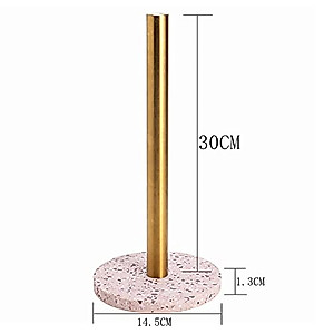 Coffeezone Kitchen Paper Towel Holder for Counter Top with Golden Roll and Terrazzo Stone Base (Terrazzo Pink)