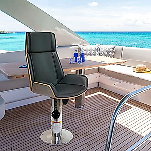 POROHOM Aluminum Adjustable Height Locking Boat Seat Pedestal with Slide，Boat Chair Base with height adjustable from 13 inches to 19 inches, silvery