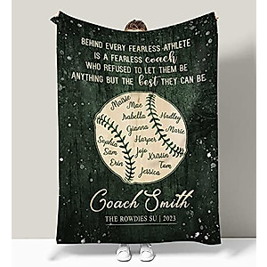 Rimmer Personalized Thank You Softball Coach Blanket, Softball Team Gifts for Softball Coach, Anniversary Present for Softball Lovers, Great Gifts for Softball Fans on Christmas Birthday Fathers Day