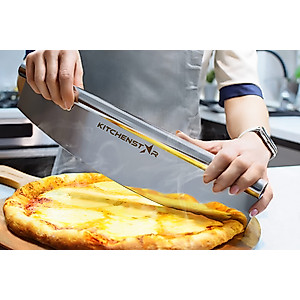 18" Pizza Cutter Rocker Blade by KitchenStar - Sharp Stainless Steel Slicer Knife w Protective Cover, Dishwasher Safe Pizza Oven Accessories, Silver